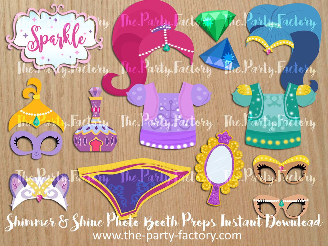 Shimmer and Shine Themed Photo Booth Props Instant Download | Etsy