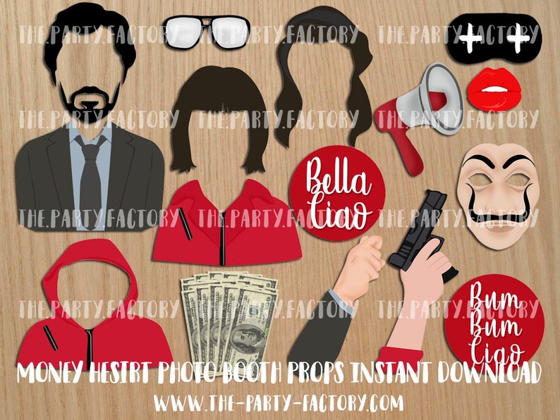 Money Heist Photo Booth Props Instant Download, PRINTABLES, PDF File - Etsy