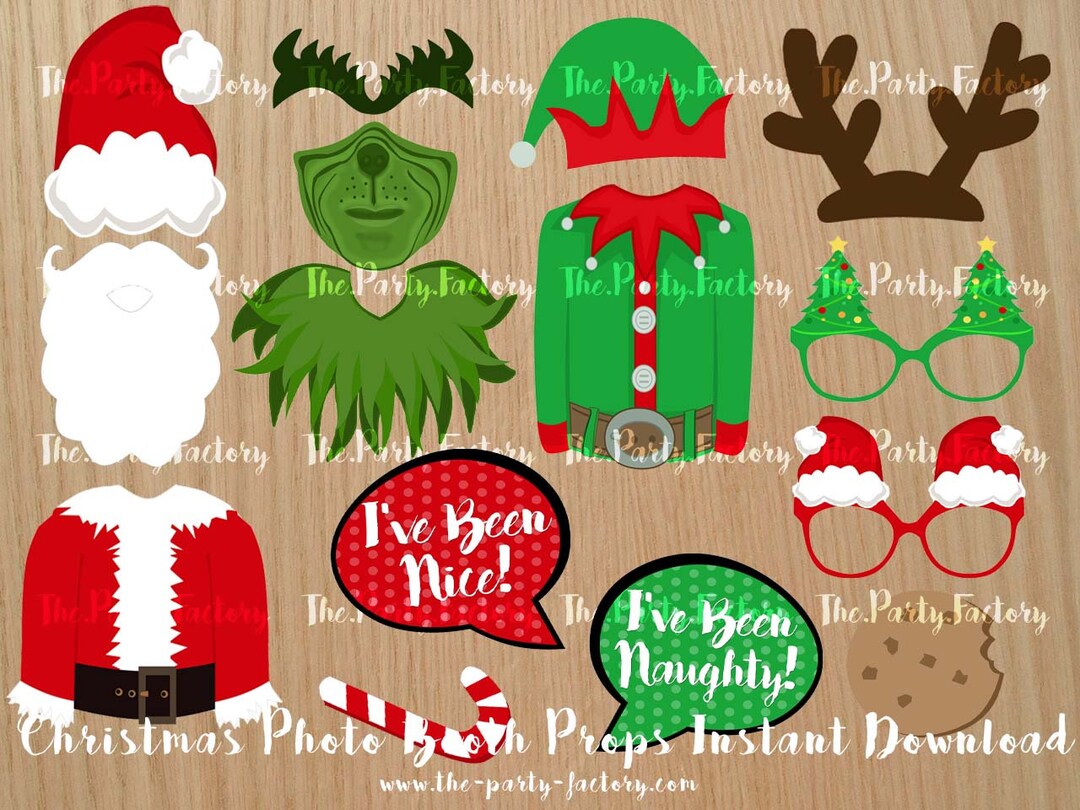 Christmas Themed Photo Booth Props Instant Download, PRINTABLES ...