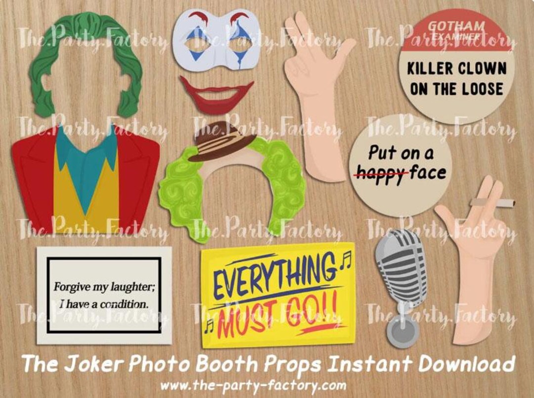The Joker Themed Photo Booth Props Instant Download, PPRINTABLES, PDF ...