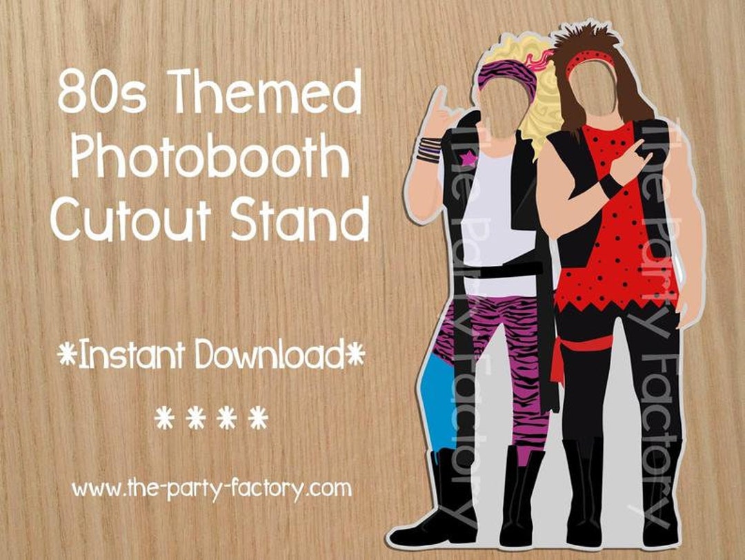 80's Themed Photo Booth Cutout Stand Instant Download, PRINTABLE ...
