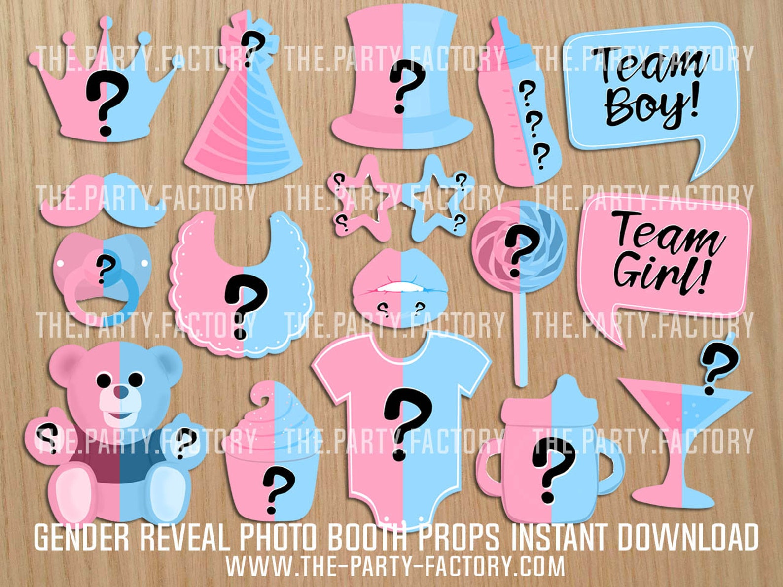 Gender Reveal Photo Booth Props Instant Download PRINTABLES - Etsy