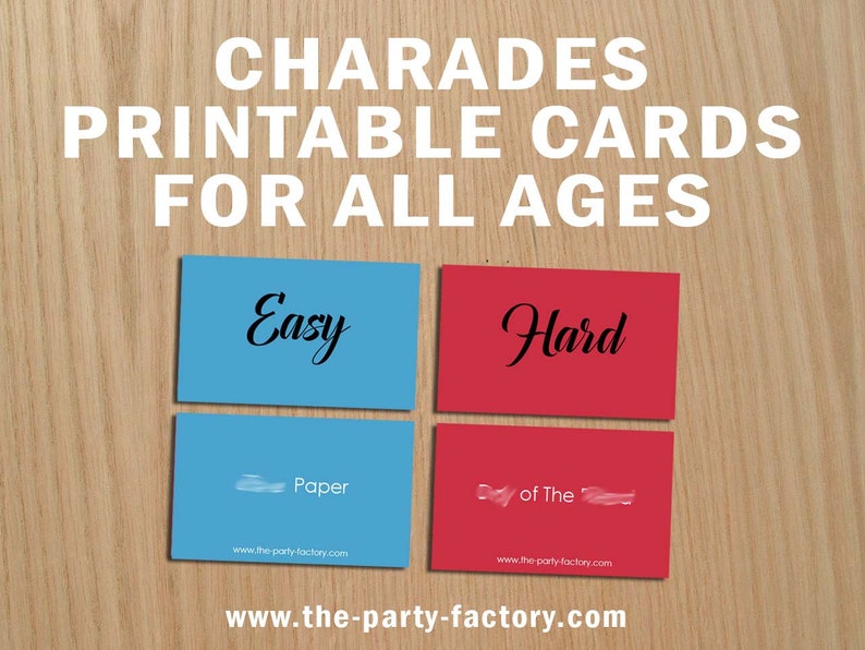 Charades Printable Cards for All Ages, PDF File, Digital File - Etsy