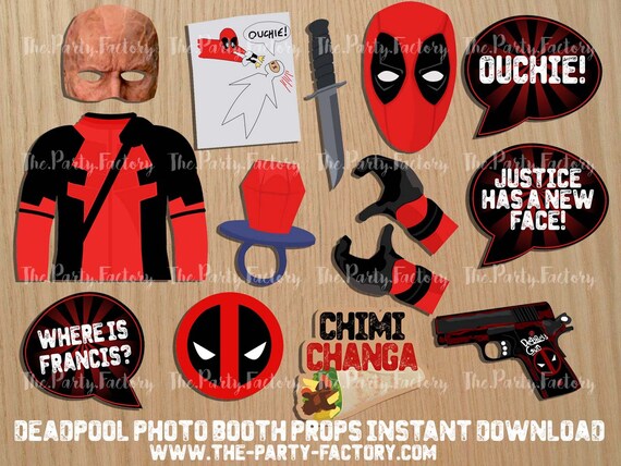 Deadpool Themed Photo Booth Props Instant Download | Etsy