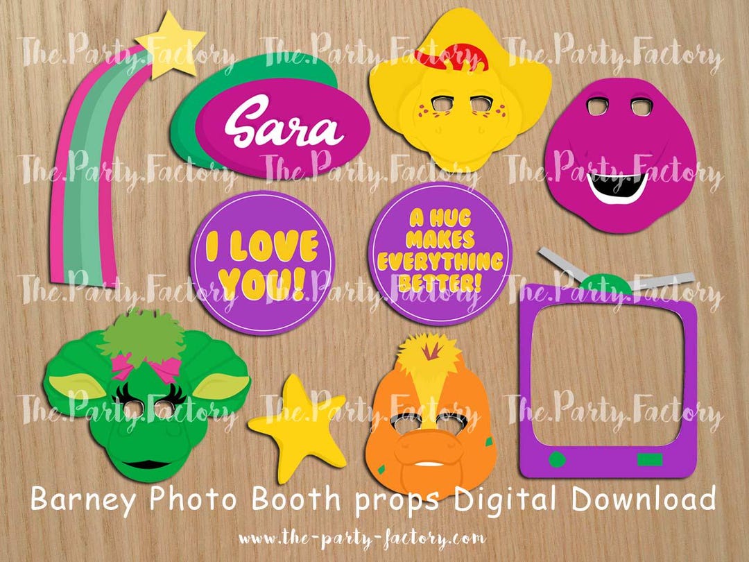 Barney Photo Booth Props Instant Download, PRINTABLES, Digital File - Etsy