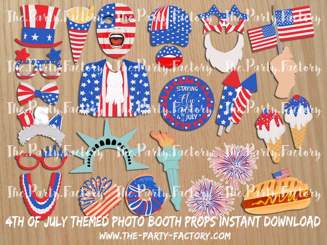 4th of July Themed Photo Booth Props, PRINTABLES, PDF, Instant Download ...
