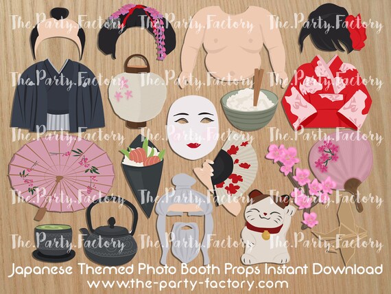 Japanese Themed Photo Booth Props PRINTABLES Instant | Etsy