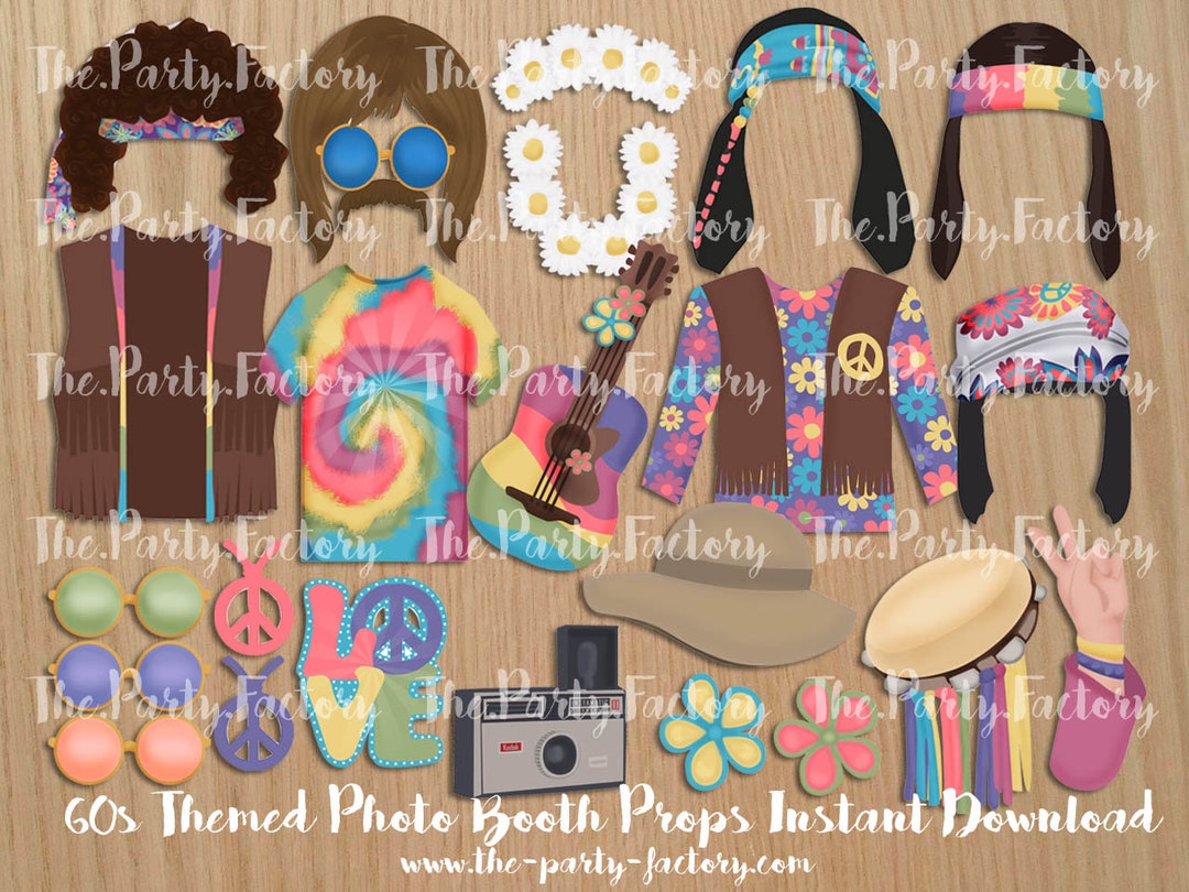 60's Themed Photo Booth Props Instant Download, PRINTABLES, PDF - Etsy