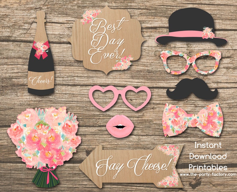 Rustic Themed Wedding Photo Booth Props Instant Download - Etsy