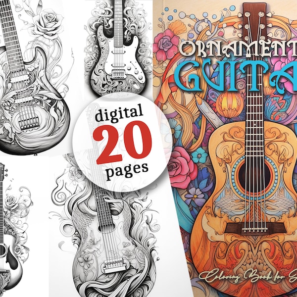 Guitar Coloring Book Digital - Etsy