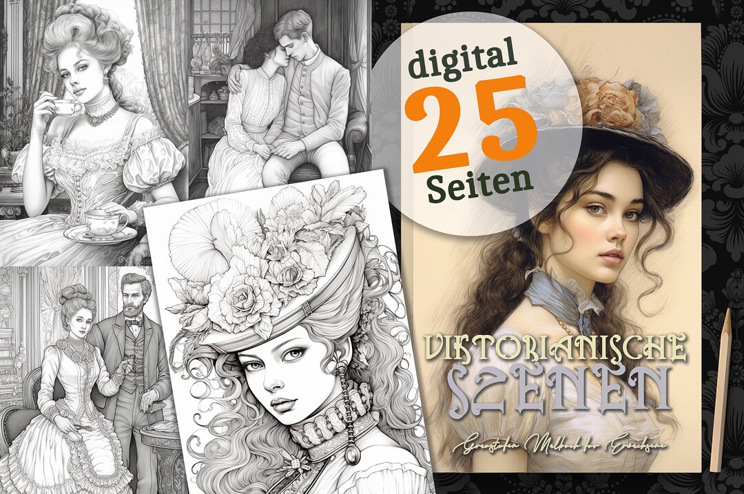 Victorian Grayscale Coloring Book Victorian Coloring Book Pages ...