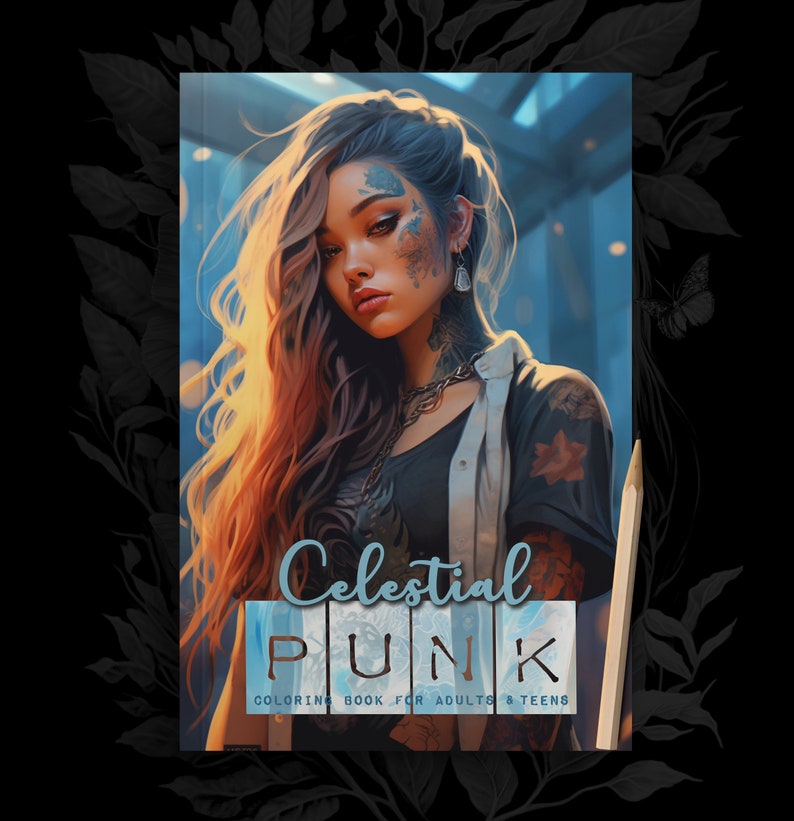 Celestial Punk Anime Grayscale Coloring Book for Adults - Etsy