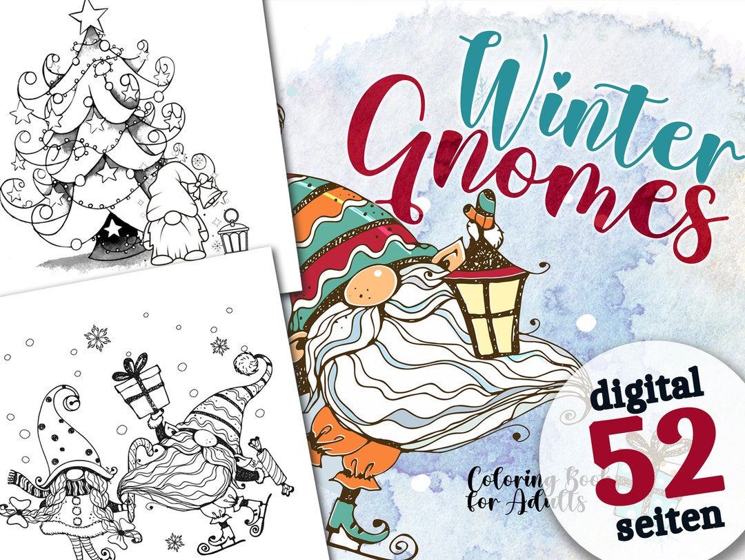 Winter Gnome Coloring Book for Adults Printable - Gnome Coloring Book ...