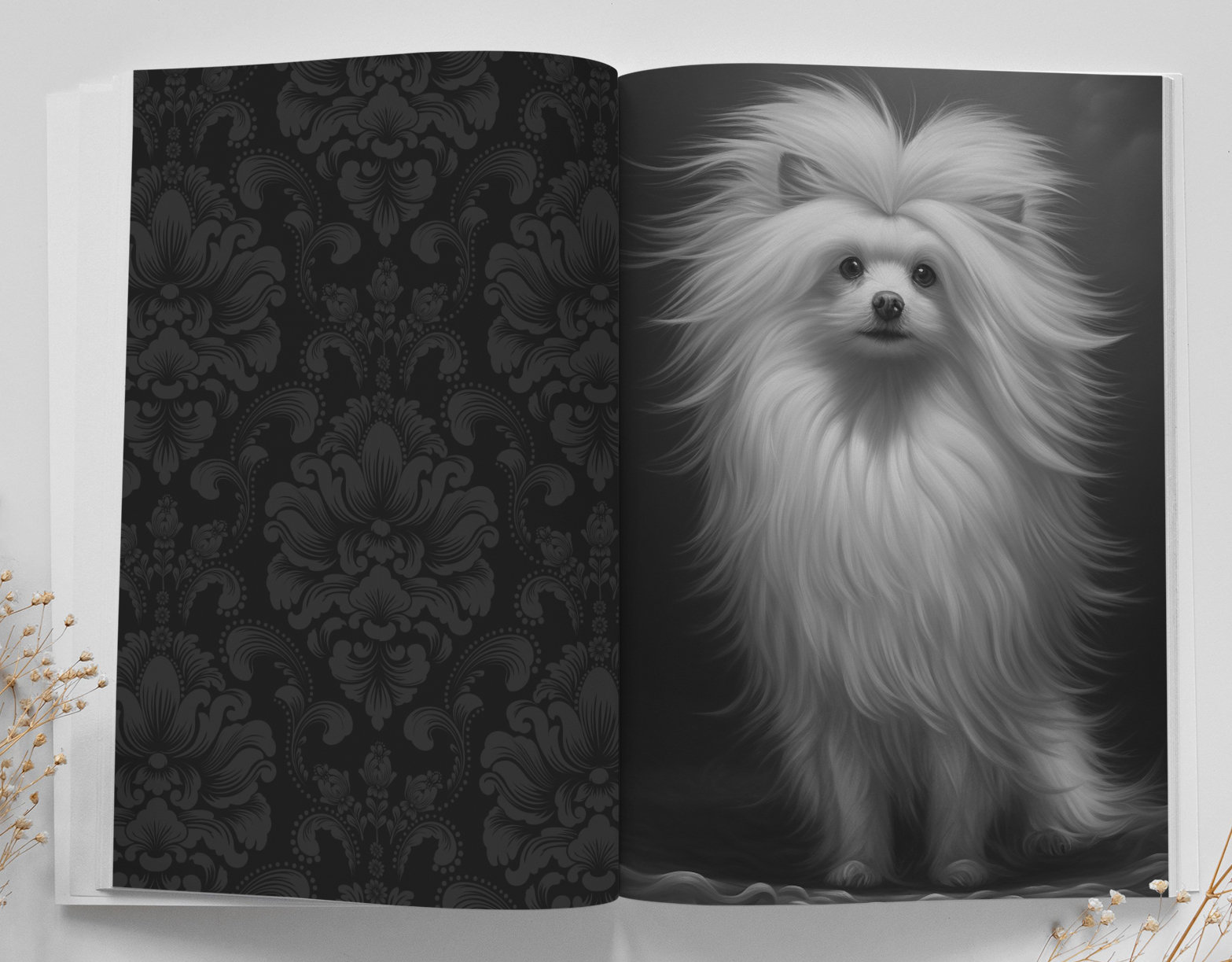 Fluffy Puppy Coloring Book for Adults Grayscale Dogs Coloring - Etsy