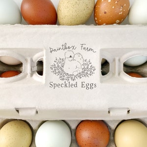 Square Egg Carton Rubber Stamp | Silkie Bantam Nesting Hen Design | 2x2 ...