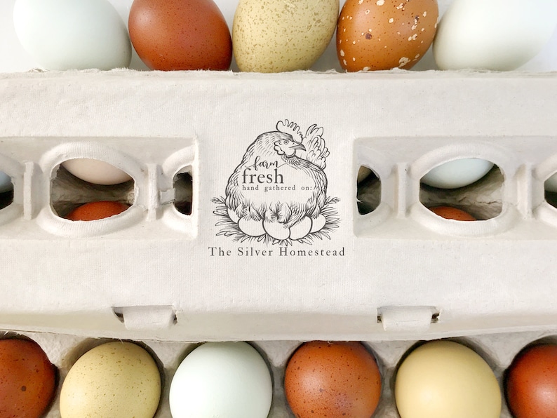 2x2 Inch Square Egg Carton Rubber Stamp Farm Fresh Eggs - Etsy