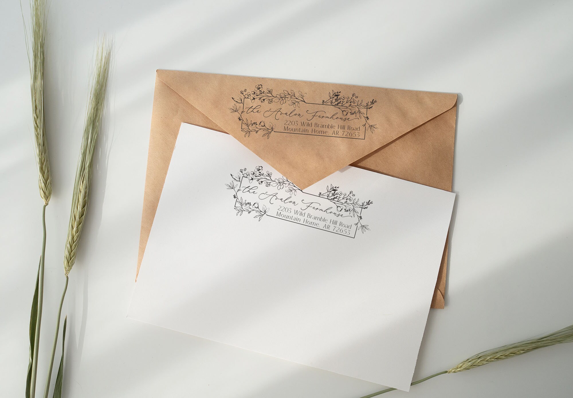 Farmhouse Address Rubber Stamp | 3x1.25 Inch Custom Cottage New Country ...