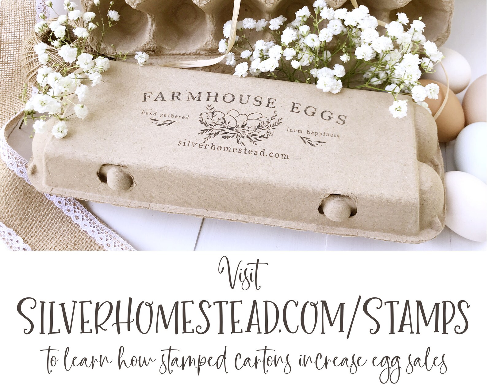 Egg Carton Rubber Stamp | Farmhouse Eggs Hand Gathered | Hand Drawn ...