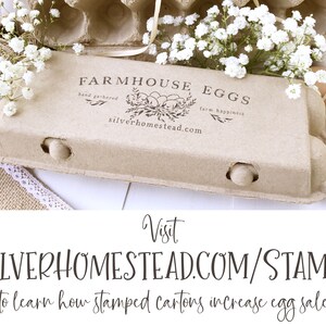 Egg Carton Rubber Stamp | Farmhouse Eggs Hand Gathered | Hand Drawn ...