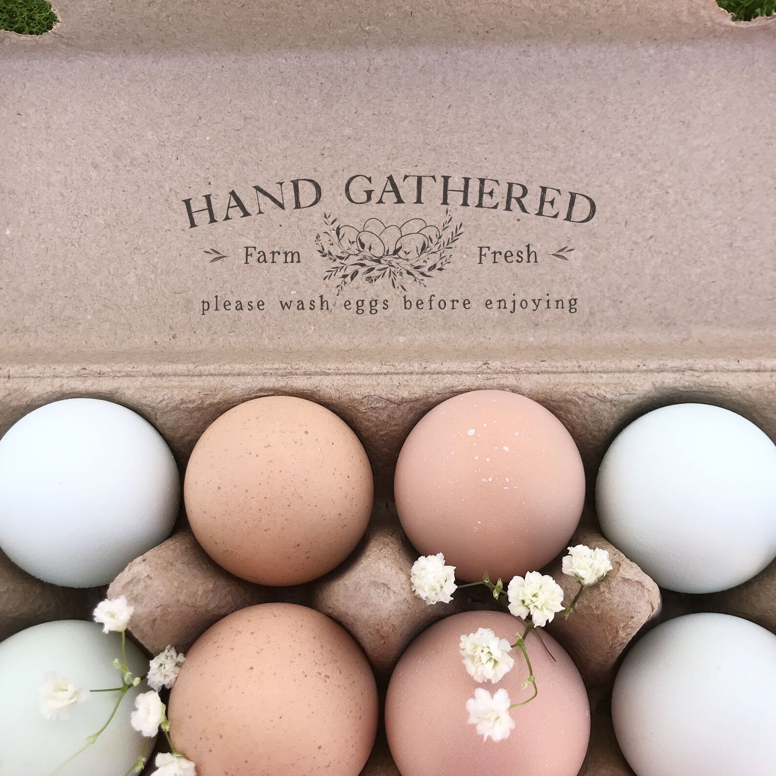Egg Carton Rubber Stamp | Wash Hand Gathered Eggs Before Using | 1x3 ...