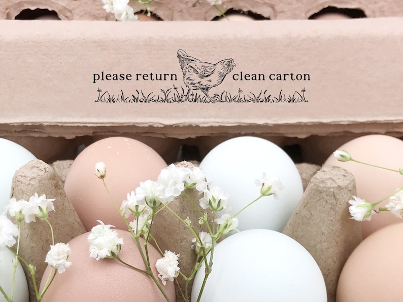 Egg Carton Rubber Stamp | 0.75x3 Inch Please Return Clean Carton ...