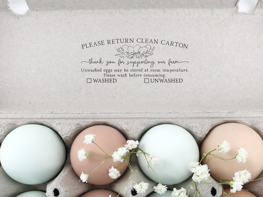 Egg Carton Rubber Stamp | 3x1.25 Inch Please Return Clean Carton Thank ...