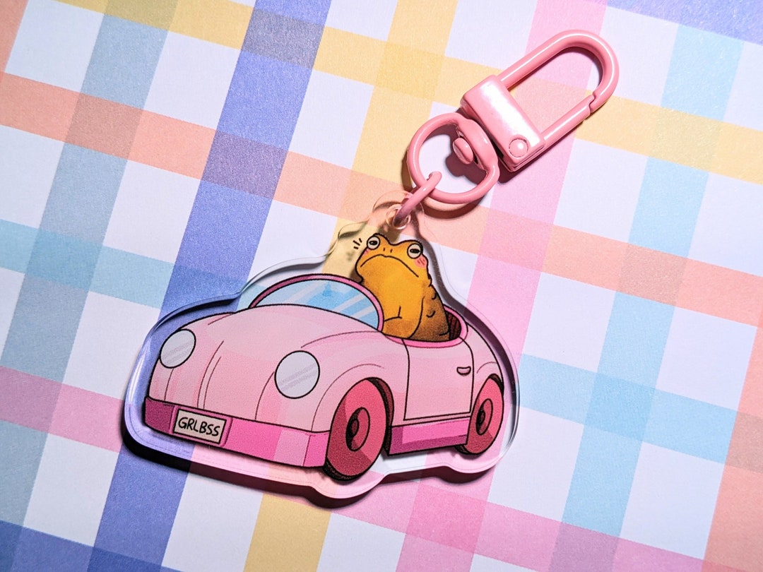 Toad in Car Acrylic Charm | Cute Novelty Transparent Gift Cottagecore ...