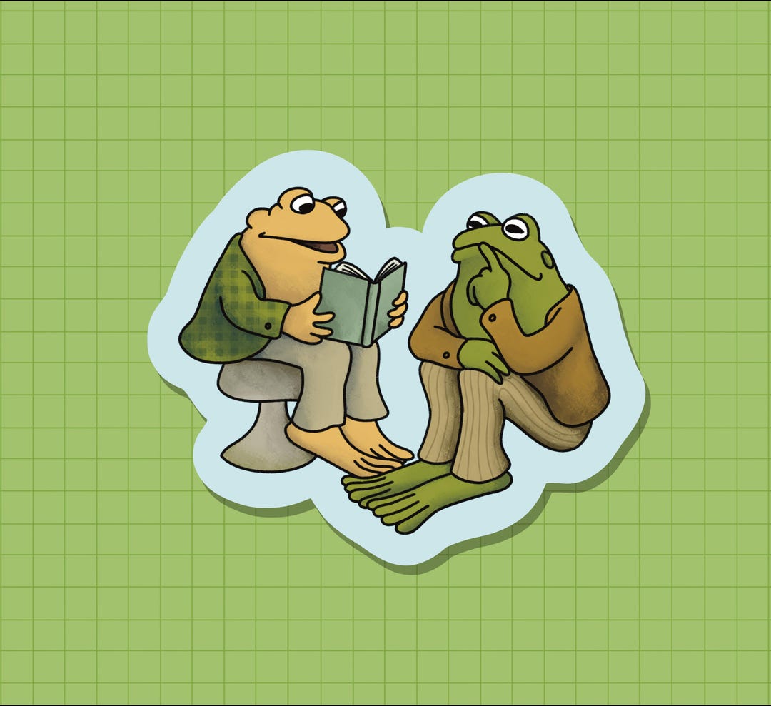 Frog and Toad Reading Sticker OR Magnet | Die Cut | Waterproof Vinyl - Etsy