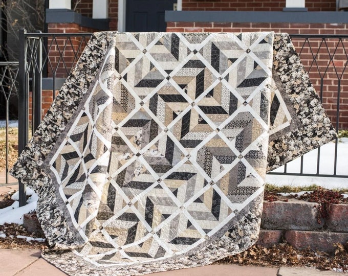 Best Dressed Quilt Kit, Pattern and Fabric Black Tie Affair by Basic Grey, Quilt Size 68 X 86 ...