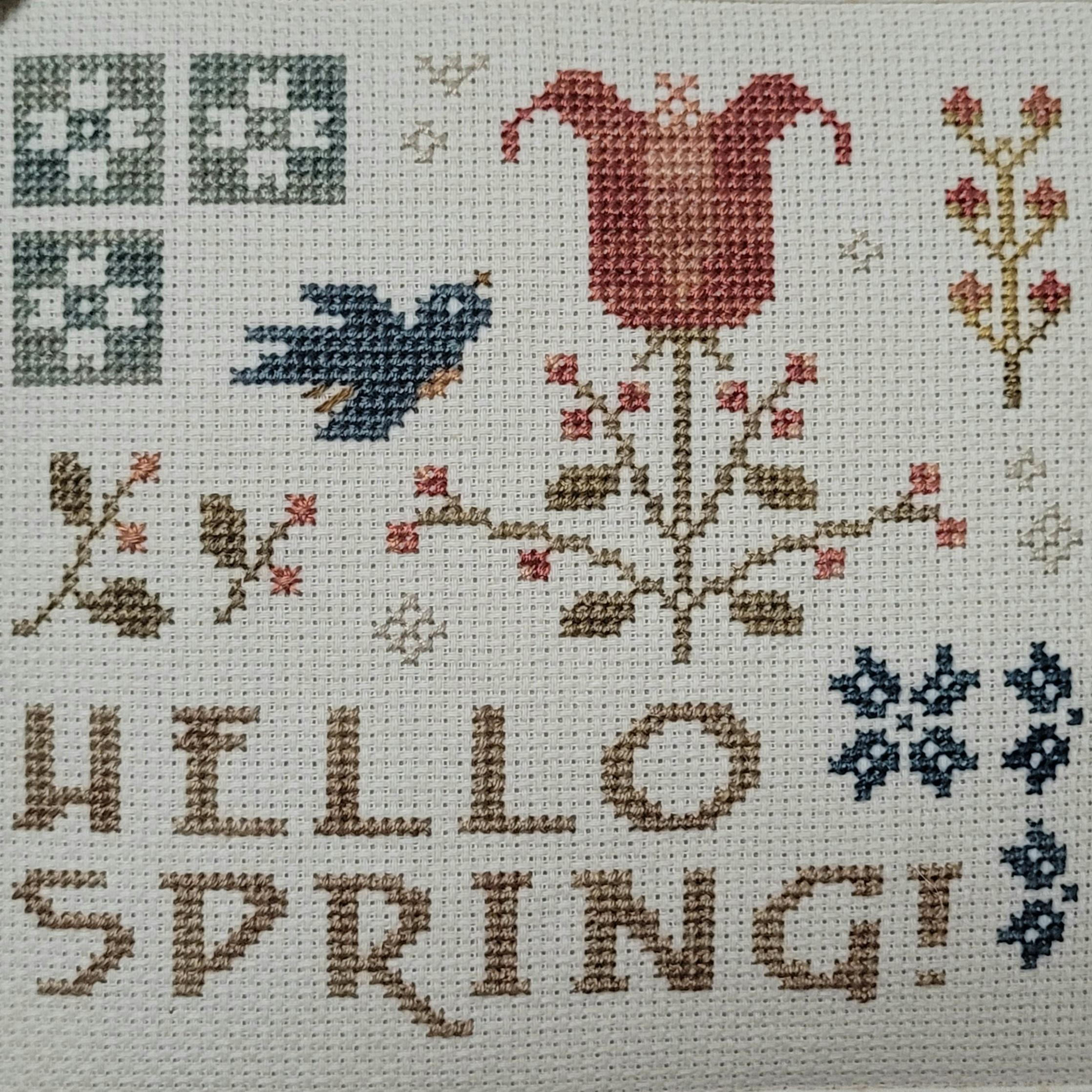 Hello Spring! Designed by Brenda Gervais - Cross-stitch Pillow ...