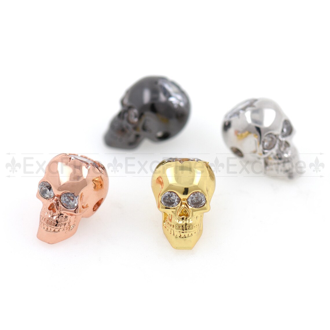 Brass Skull with Large Rhinestone FindingSide Drilled Hole | Etsy