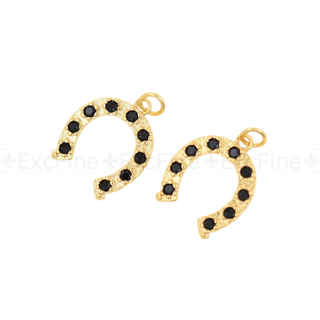 18K Filled Gold Set Zircon U Shape Pendant, Letter Jewelry for DIY ...