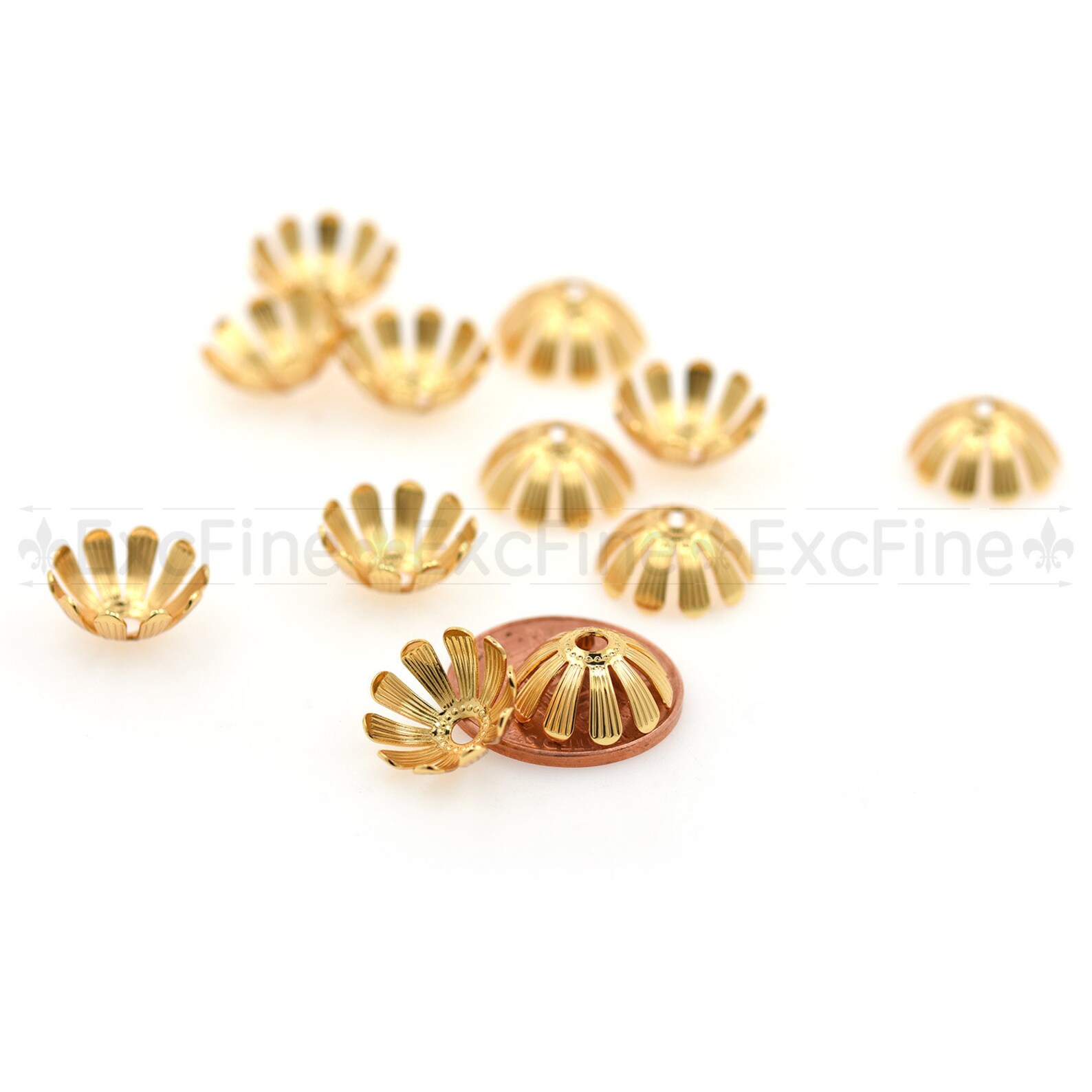 Raw Ribbed Brass CapGold Plated Filigree BeadsNickel Free | Etsy