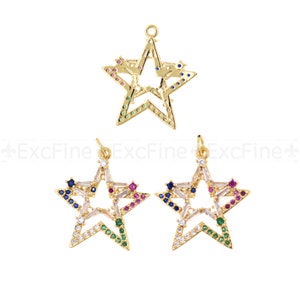 CZ Micro Set Pavé Star Pendant, Star Charm, Celestial Jewelry for DIY ...