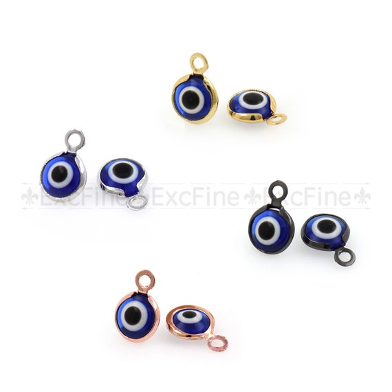 Tiny Dark Blue Evil Eye Pendantgold Evil Eye - Etsy