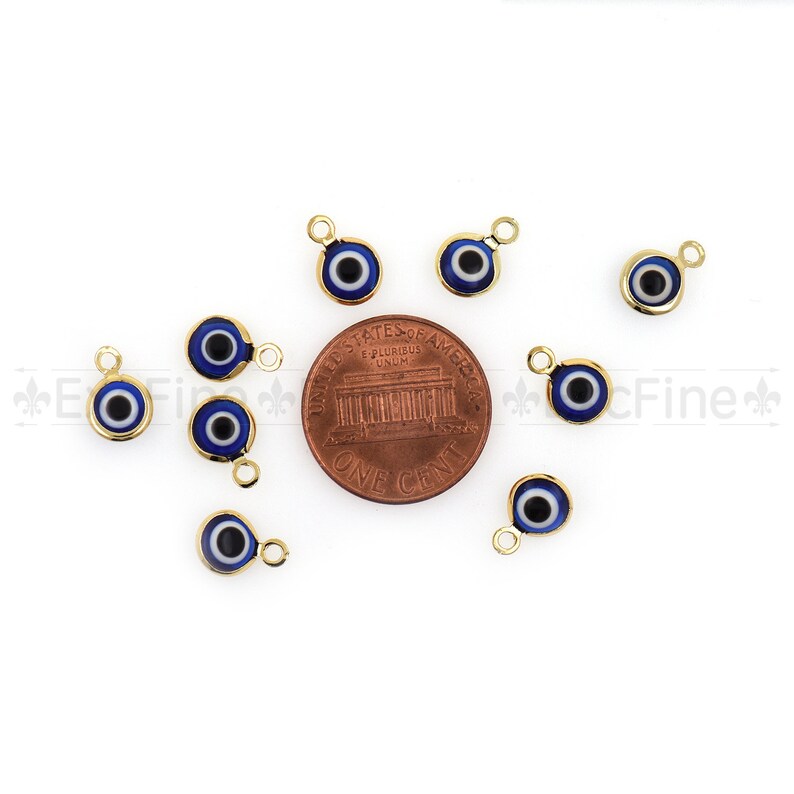 Tiny Dark Blue Evil Eye Pendantgold Evil Eye - Etsy