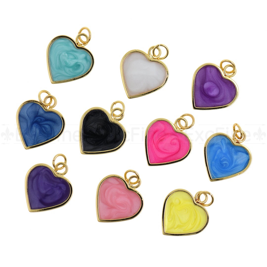18K Dainty Neon Heart Charms Enamel Heart Pendant for Necklace Charm ...