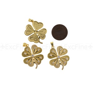 18K Gold Filled Four Leaf Clover Shell Charm Pendant, Four Leaf Clover ...