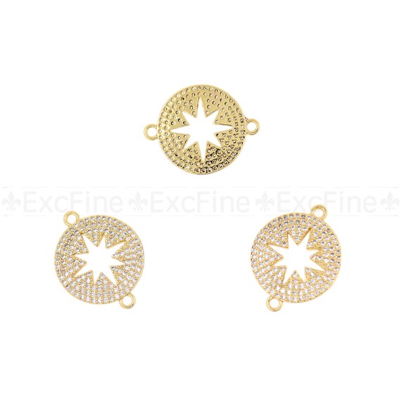 Brass Diamond Octagon Connector Round Star Connector Star - Etsy