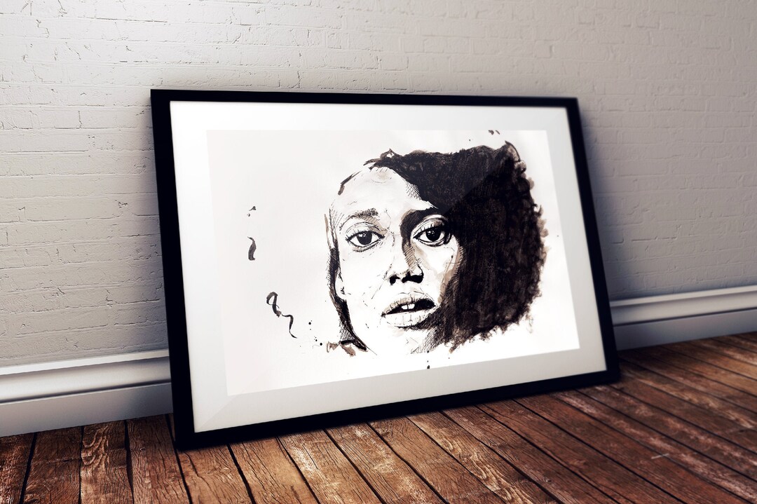 Drawing in Indian Ink Portrait of Woman in Limited Edition for Wall ...