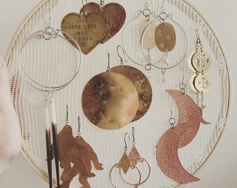 Vintage Jewelry Rack, 12 Fabric Earring Holder, Retro Earring Display ...