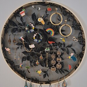 Vintage Jewelry Rack, Fabric Earring Holder, Retro Earring Display ...