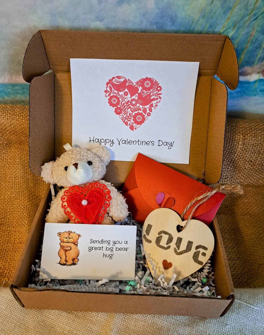 Valentine Gift, Send A Hug, Teddy Bear Gift Box With Heart, Love Gift ...