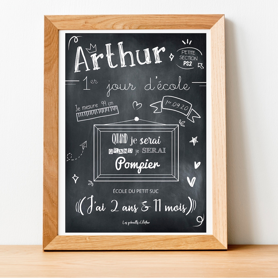 Affiche personnalisée, rentrée scolaire, affiche souvenir, premier jour ...