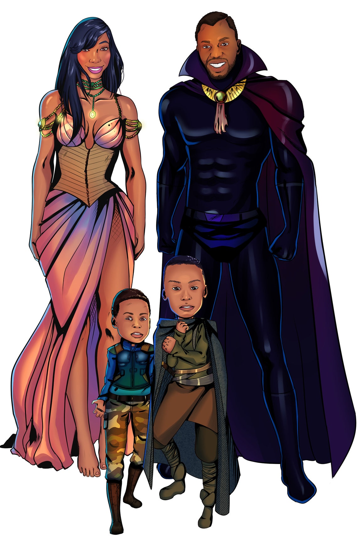 Family Custom Superhero Comics Portrait from your photo | Etsy