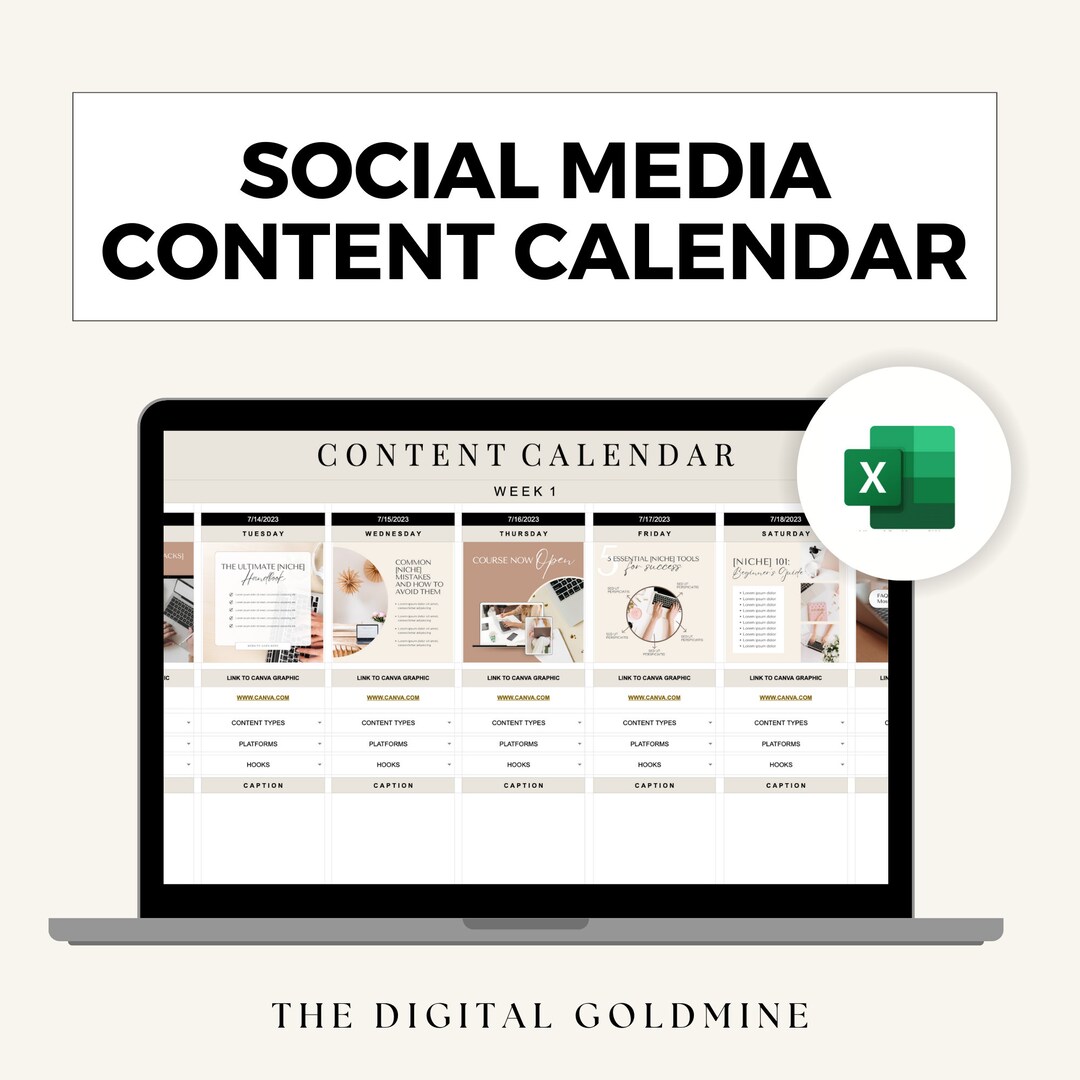 Editable Social Media Calendar Instagram & Tiktok Planner - Etsy