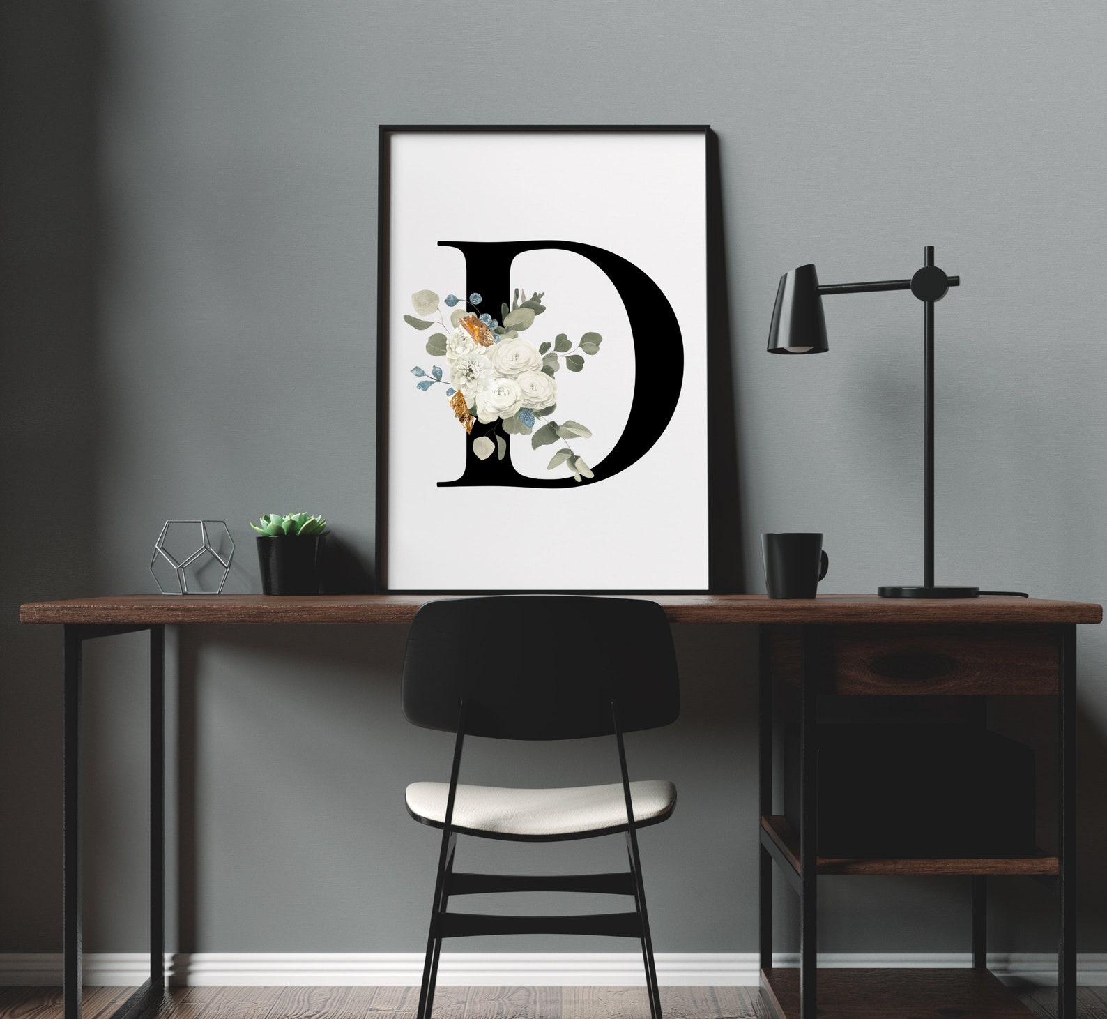 Letter D Wall Art Initial D Print Flower Letter Print | Etsy