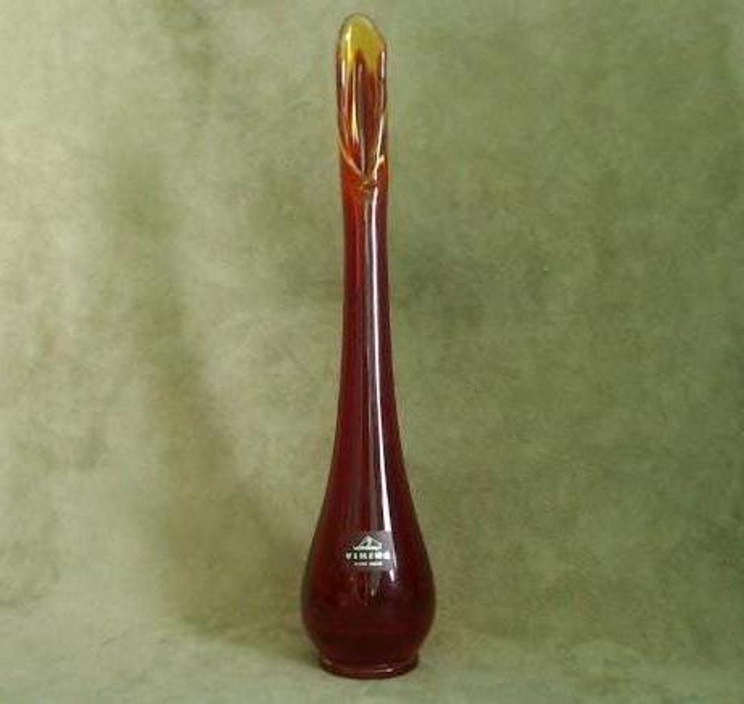 Vintage Amberina Swung Glass Vase | Stylish Mid Century Modern Bud Vase ...