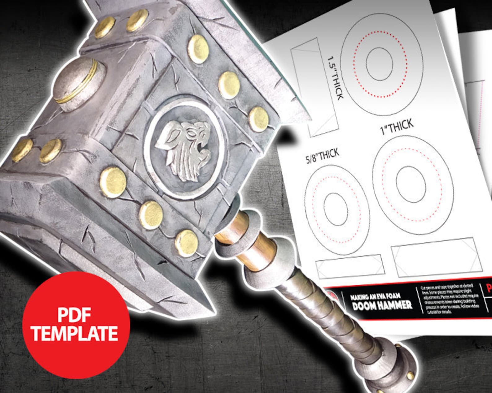 EVA Foam Doom Hammer Template - Etsy
