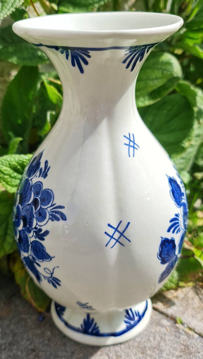 Delfts / Delft Holland Pottery Vase Hand Painted Blue and | Etsy